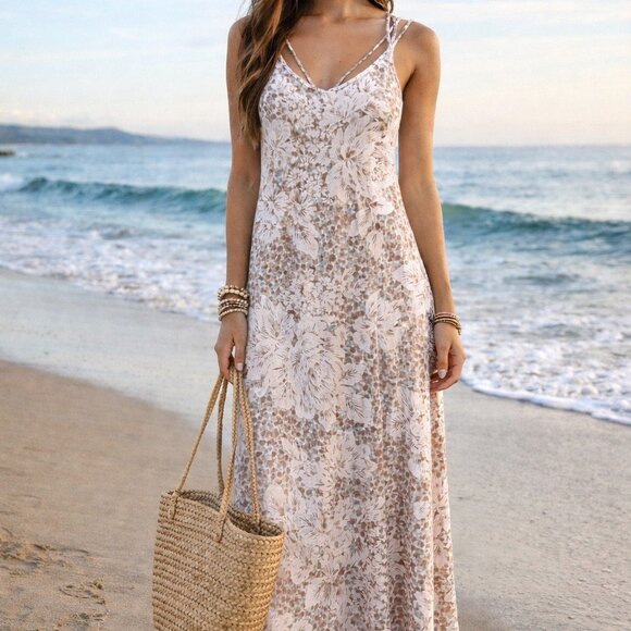 Tommy Bahama | Dresses | Tommy Bahama Strappy Beige Sundress Beach ...